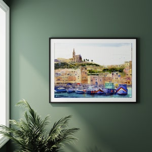 Malta Print Watercolor Landscape Malta Wall Art Prints, Watercolor ...