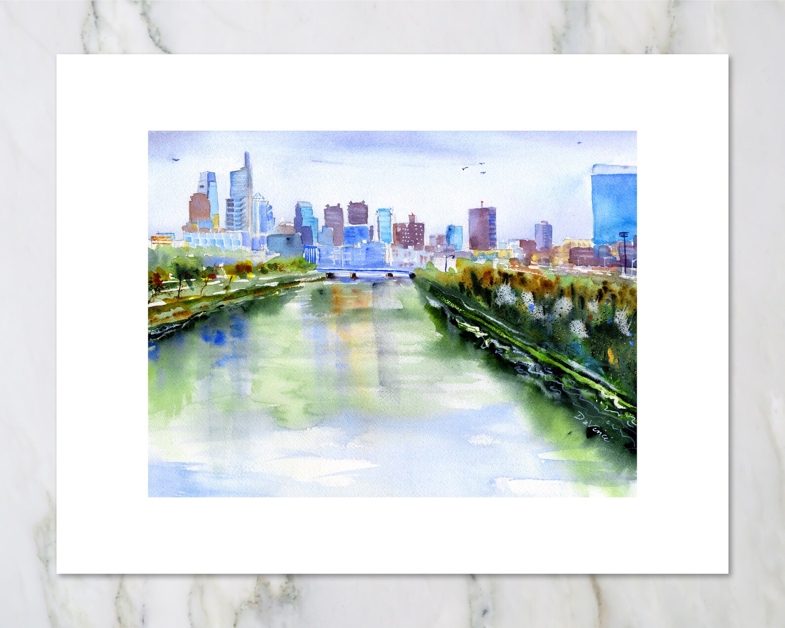 Philadelphia Skyline Wall Art Philly Skyline Watercolor - Etsy
