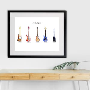 Bass Guitar Poster, Musical Instruments Prints, Gifts for Bass ...