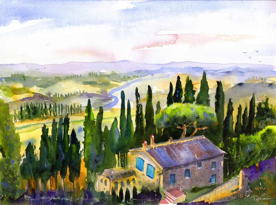 Tuscany Italy Watercolor Print Landscapes of Tuscany Toscana Wall Art ...