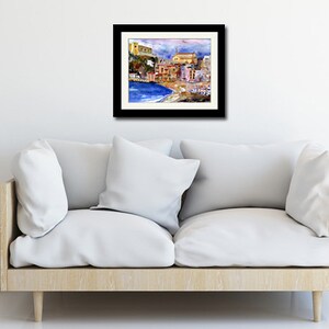 CALABRIA Scilla Beach Watercolor, Italy Cliff Houses, Italian Beaches ...