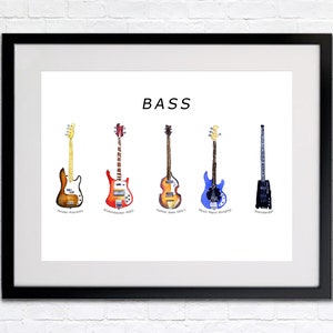 Bass Guitar Poster, Musical Instruments Prints, Gifts for Bass ...