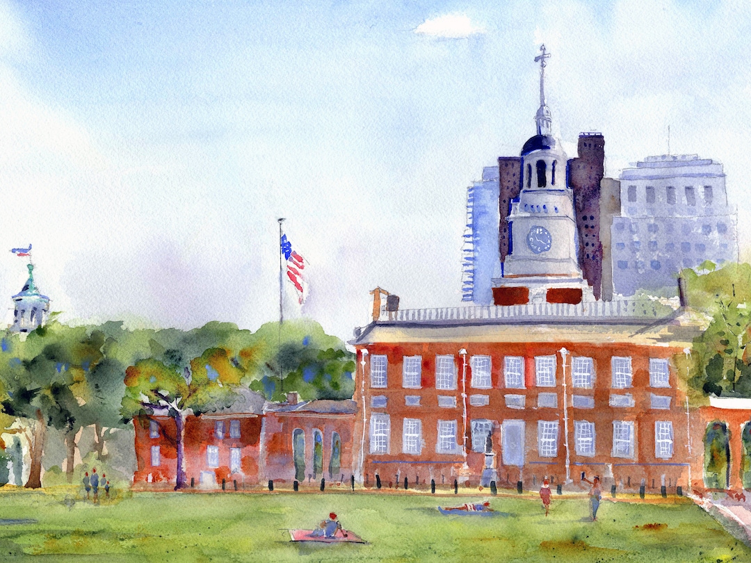 Philadelphia Independence Hall, Abstract Philly Wall Art, Old City ...