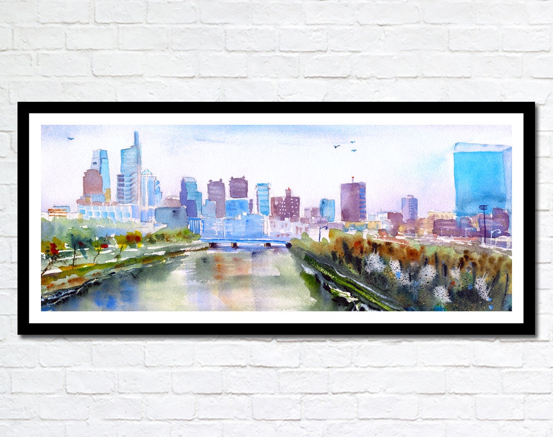 Philadelphia Skyline Watercolor, Wall Art Prints, City Home Decor ...