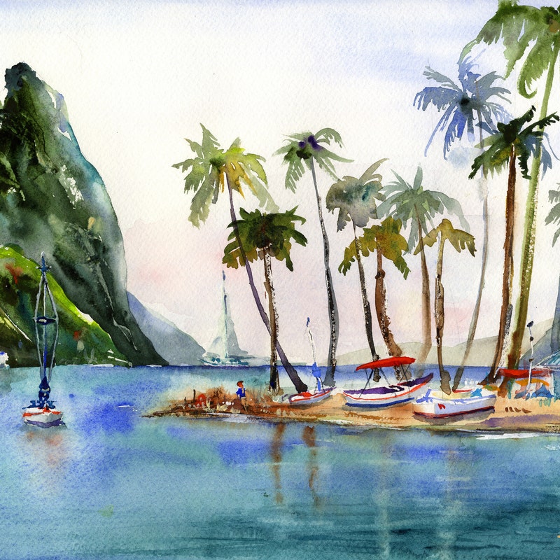 St Lucia Pitons Wall Art - Etsy