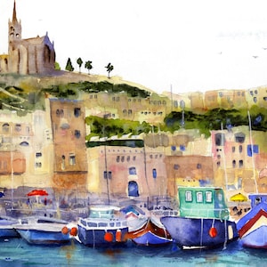Malta Print Watercolor Landscape Malta Wall Art Prints, Watercolor ...
