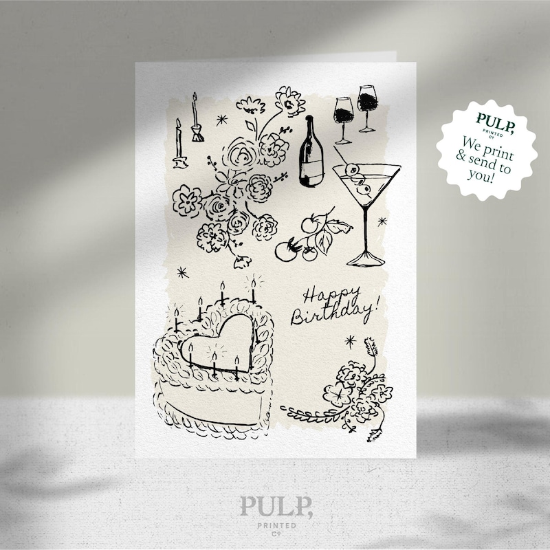Hand Drawn Birthday Cards - Etsy
