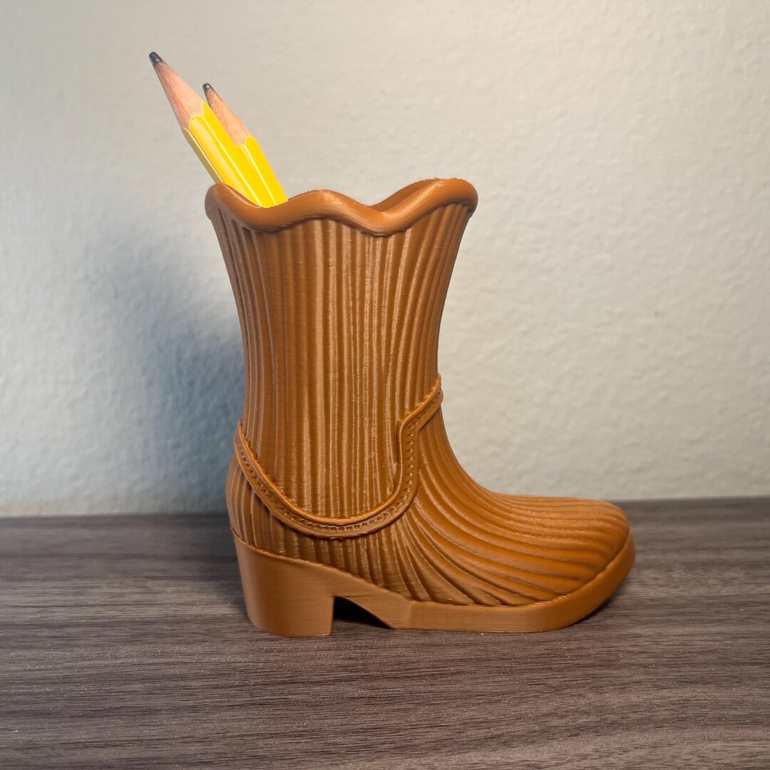 Cowboy Boot Pencil Holder – Western Desk Organizer for Pens & Office ...