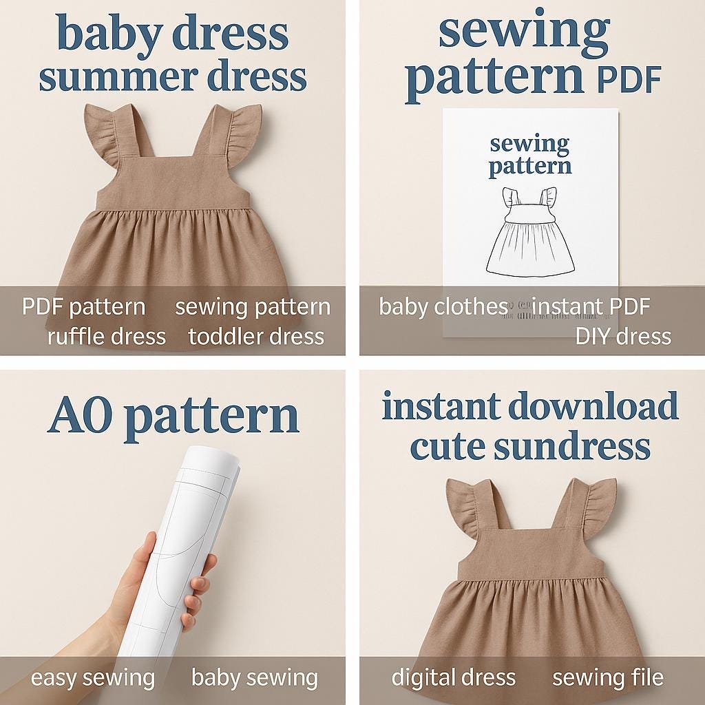 Baby Summer Dress Sewing Pattern: Ruffle Straps Sundress (PDF Pattern ...