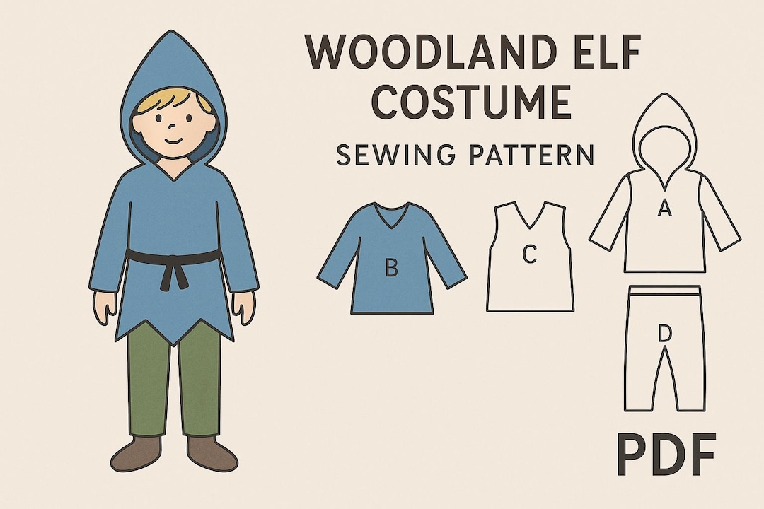Woodland Elf Costume Sewing Pattern: Hooded Tunic & Pants (PDF Download ...