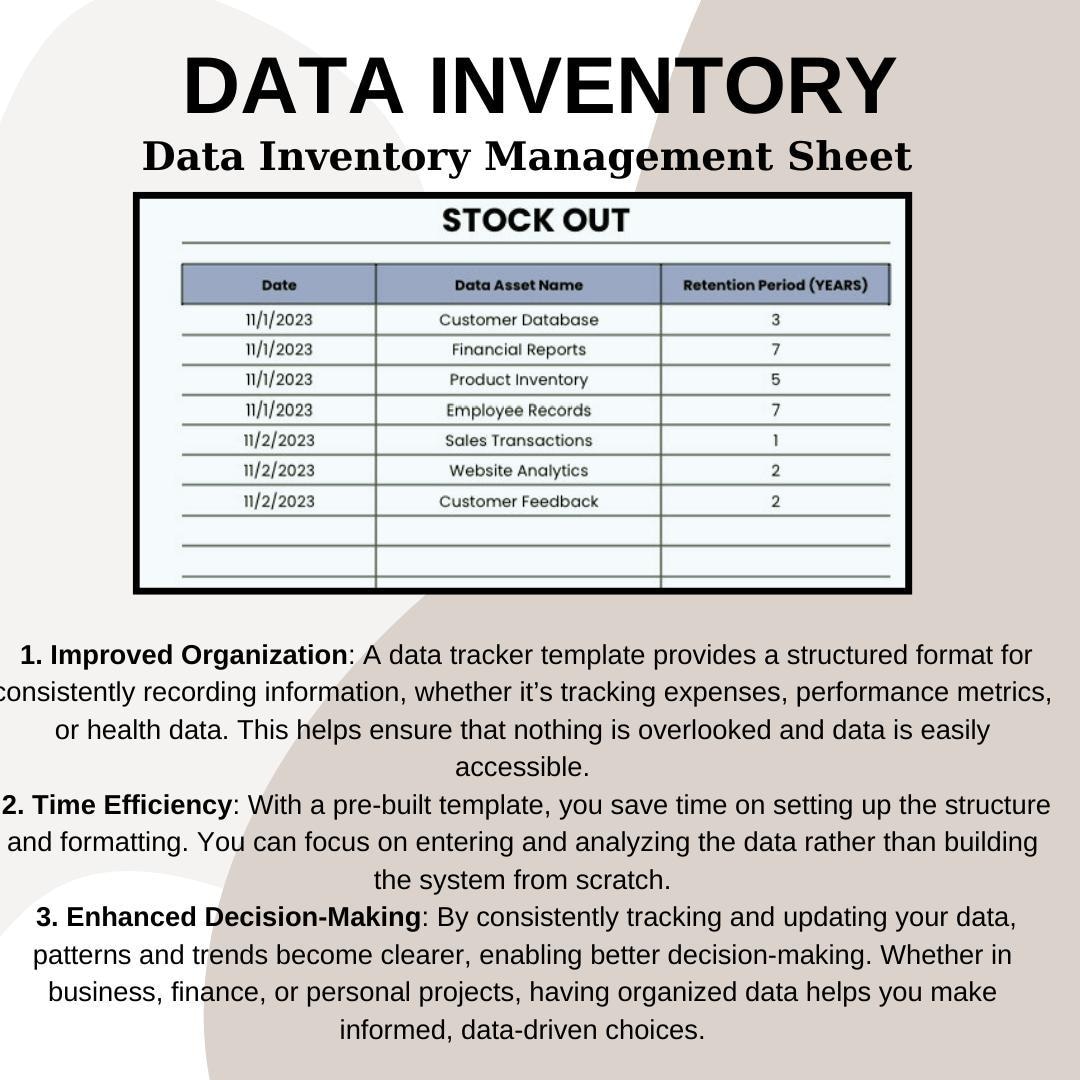 Data Inventory Management Template, Comprehensive Data Inventory ...
