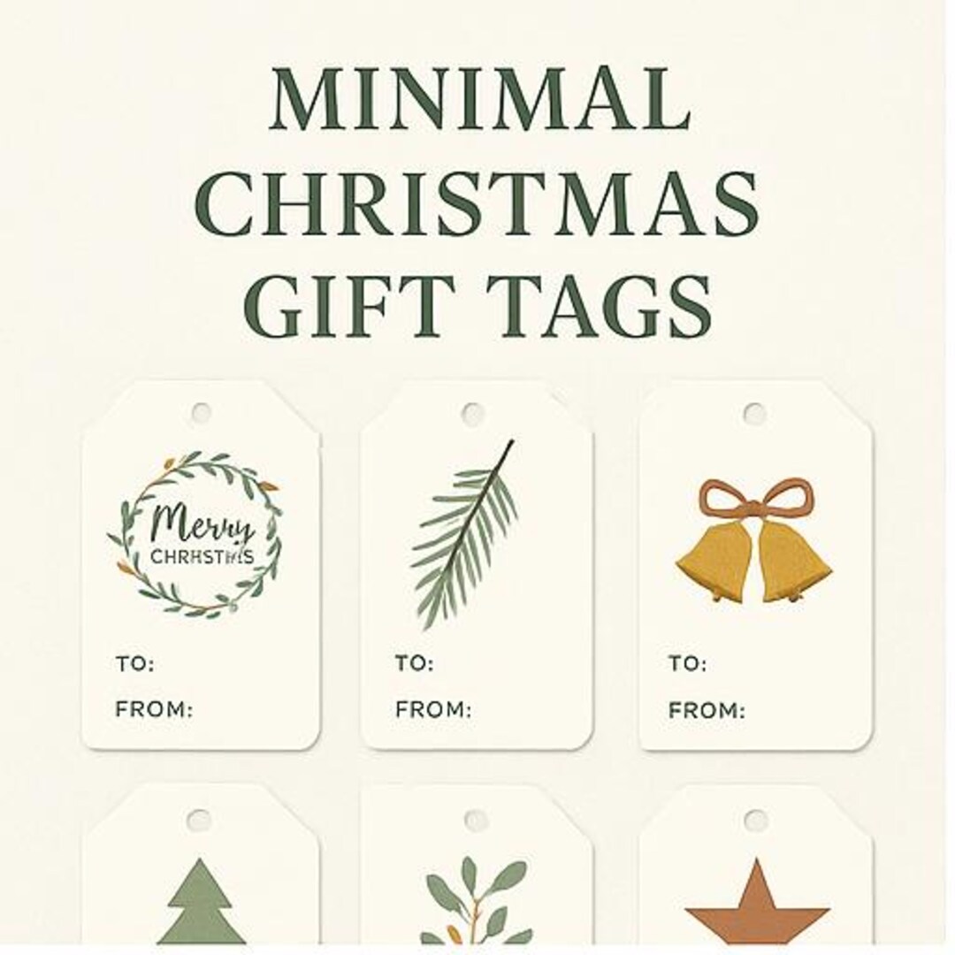 Minimal Boho Christmas Gift Tags, 9 Designs, Neutral Tones (digital ...