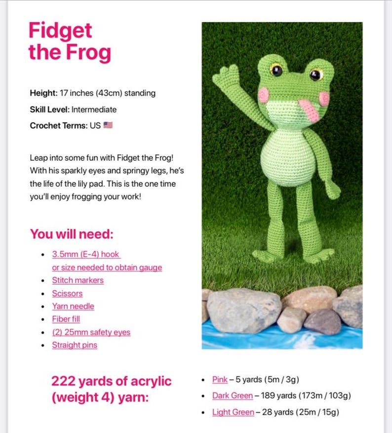 Fidget the Frog Crochet Pattern: Amigurumi Plush Toy (PDF Pattern) - Etsy