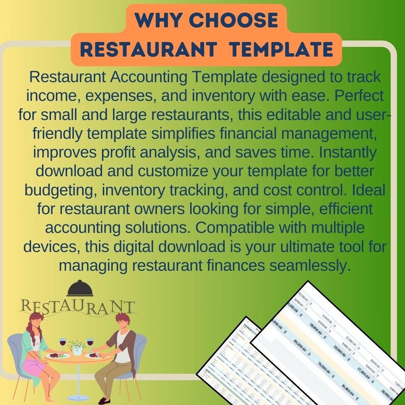 Restaurant Accounting Template | Digital Download | Easy-to-use ...