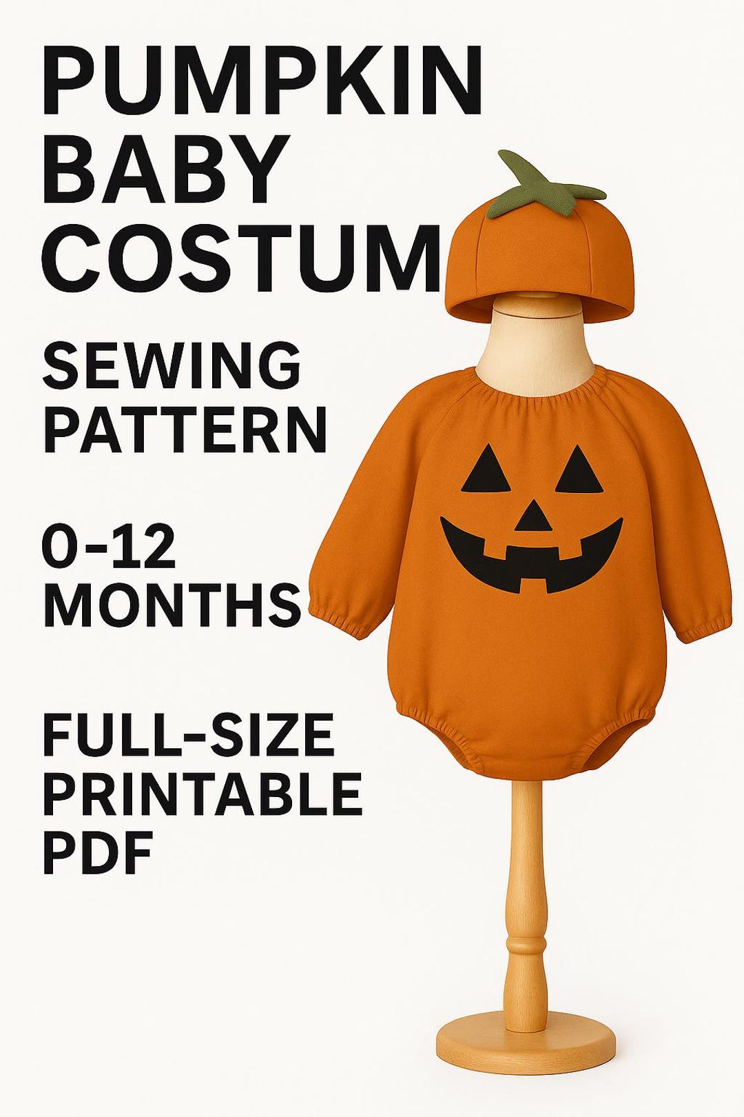 Pumpkin Baby Costume Sewing Pattern PDF | Infant Halloween Outfit | 0 ...