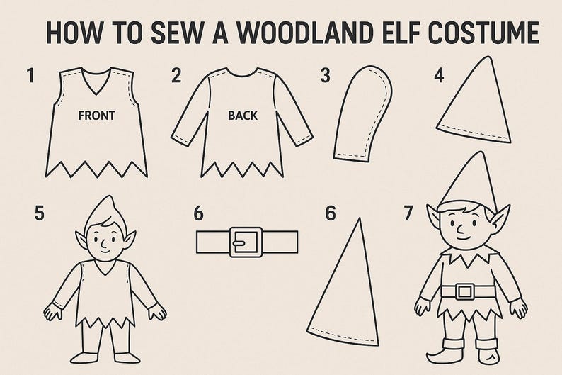 Woodland Elf Costume Sewing Pattern PDF | Kids Hooded Tunic & Pants ...