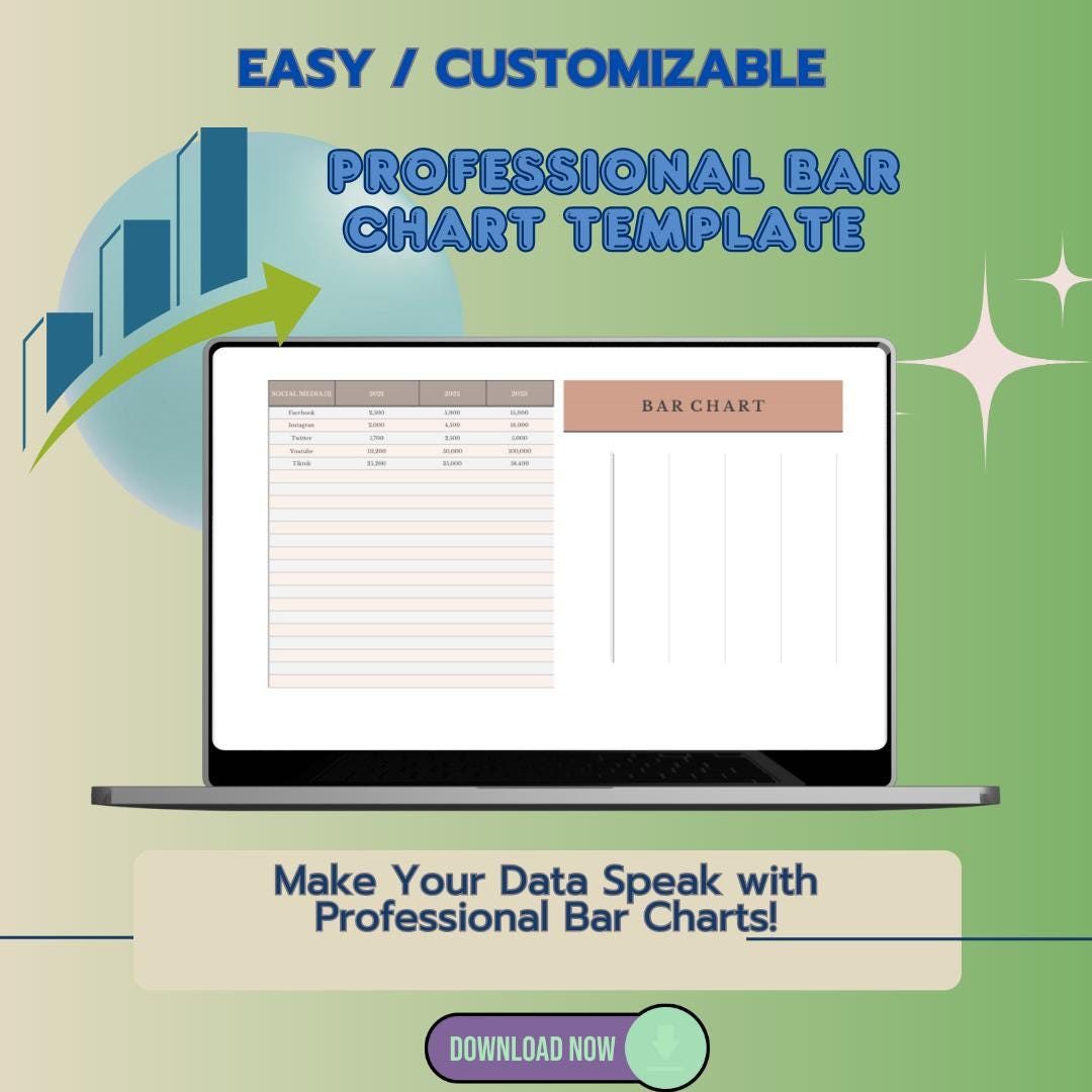 Professional Bar Chart Template for Easy Data Visualization - Etsy