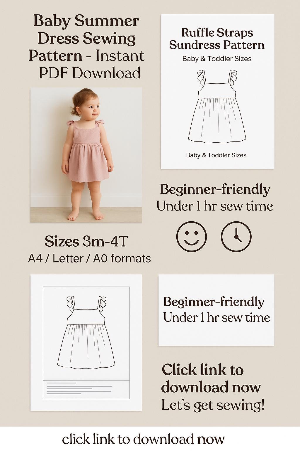 Baby Summer Dress Sewing Pattern: Ruffle Straps Sundress (PDF Pattern ...