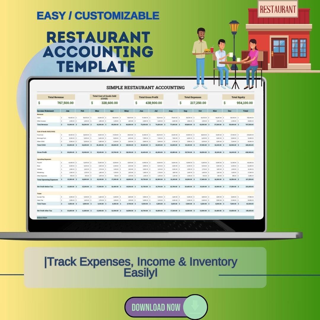 Restaurant Accounting Template | Digital Download | Easy-to-use ...