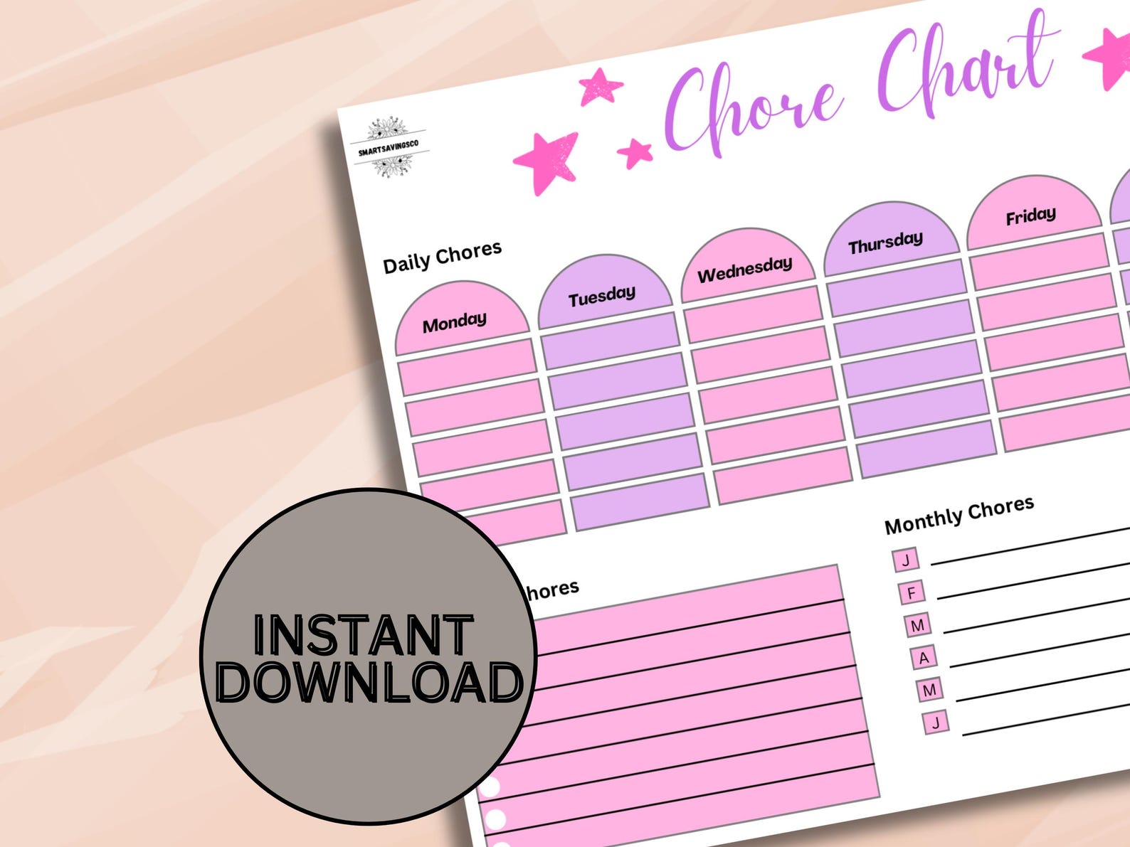 Chore Chart Printable Visual Reminder Chore Chart Kids Chore Tracker ...