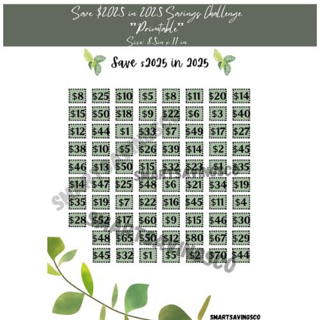 2025 Saving Challenge Printable, Save 2025 in 2025, 2025 Saving Tracker ...