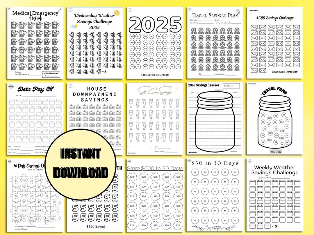 Savings Challenge Mega Bundle: 40 Printable Budget Trackers (digital ...