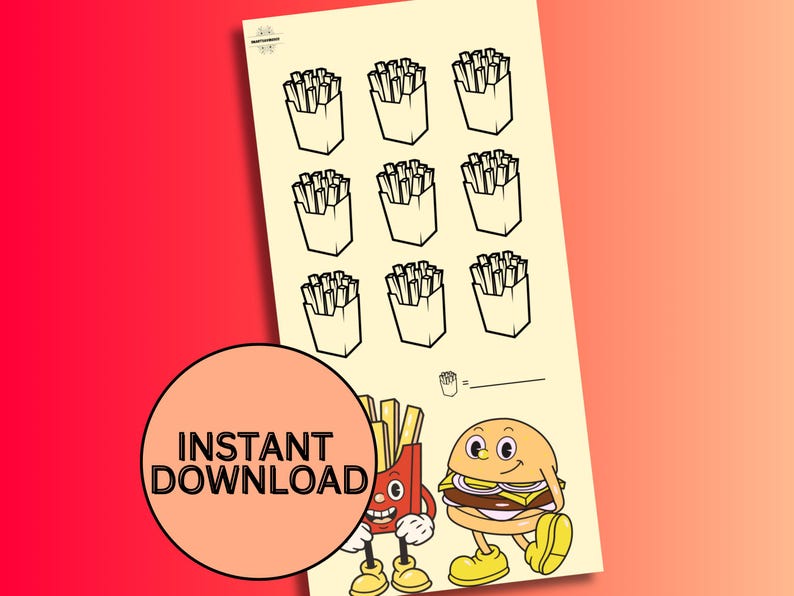 Mini Burger & Fries Savings Challenge: Fun Budgeting Printable (PDF) - Etsy