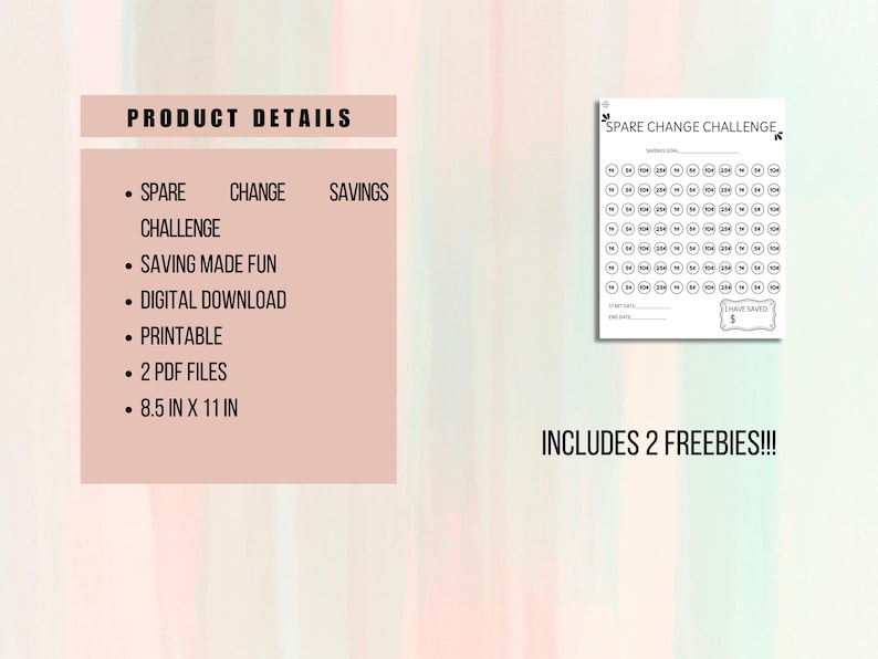 Spare Change Savings Challenge Printable Fun Digital Download for ...