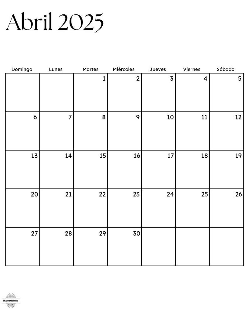 2025 Spanish Monthly Calendar Printable (digital Download) - Etsy