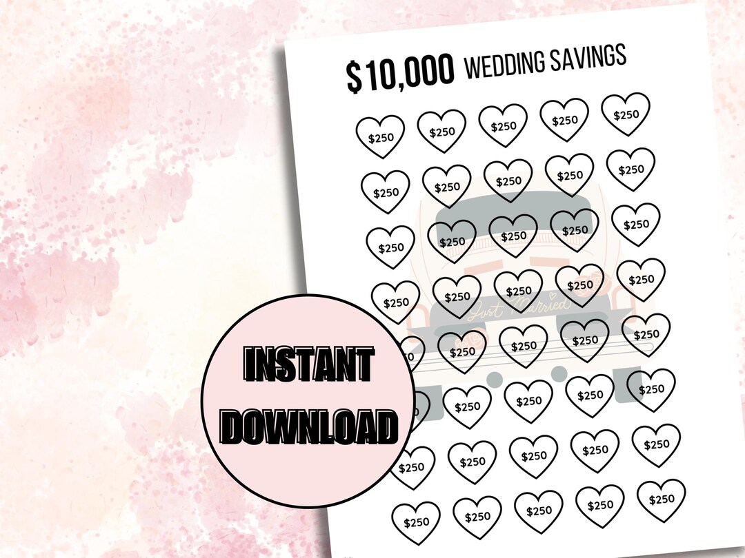 Wedding Savings Challenge Printable 10k Wedding Tracker Wedding Savings ...