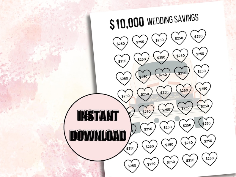 Wedding Savings Challenge Printable 10k Wedding Tracker Wedding Savings ...