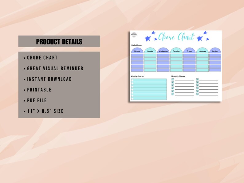 Kids Chore Chart Printable: Blue Theme Visual Aid (digital Download) - Etsy