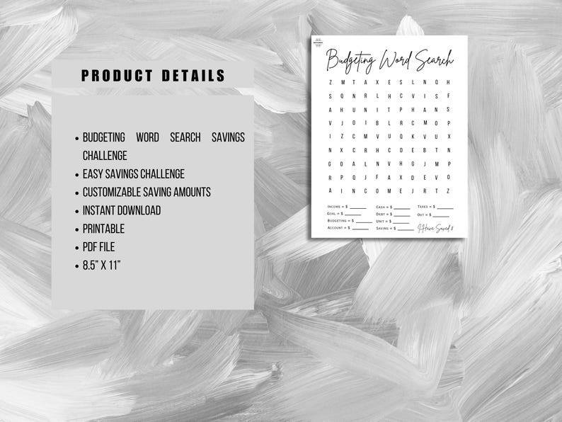 Budgeting Word Search Puzzle: Savings Challenge (printable PDF) - Etsy