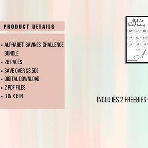 Alphabet Savings Challenge Printable Bundle Fun 3in X 6in Cash Stuffing ...