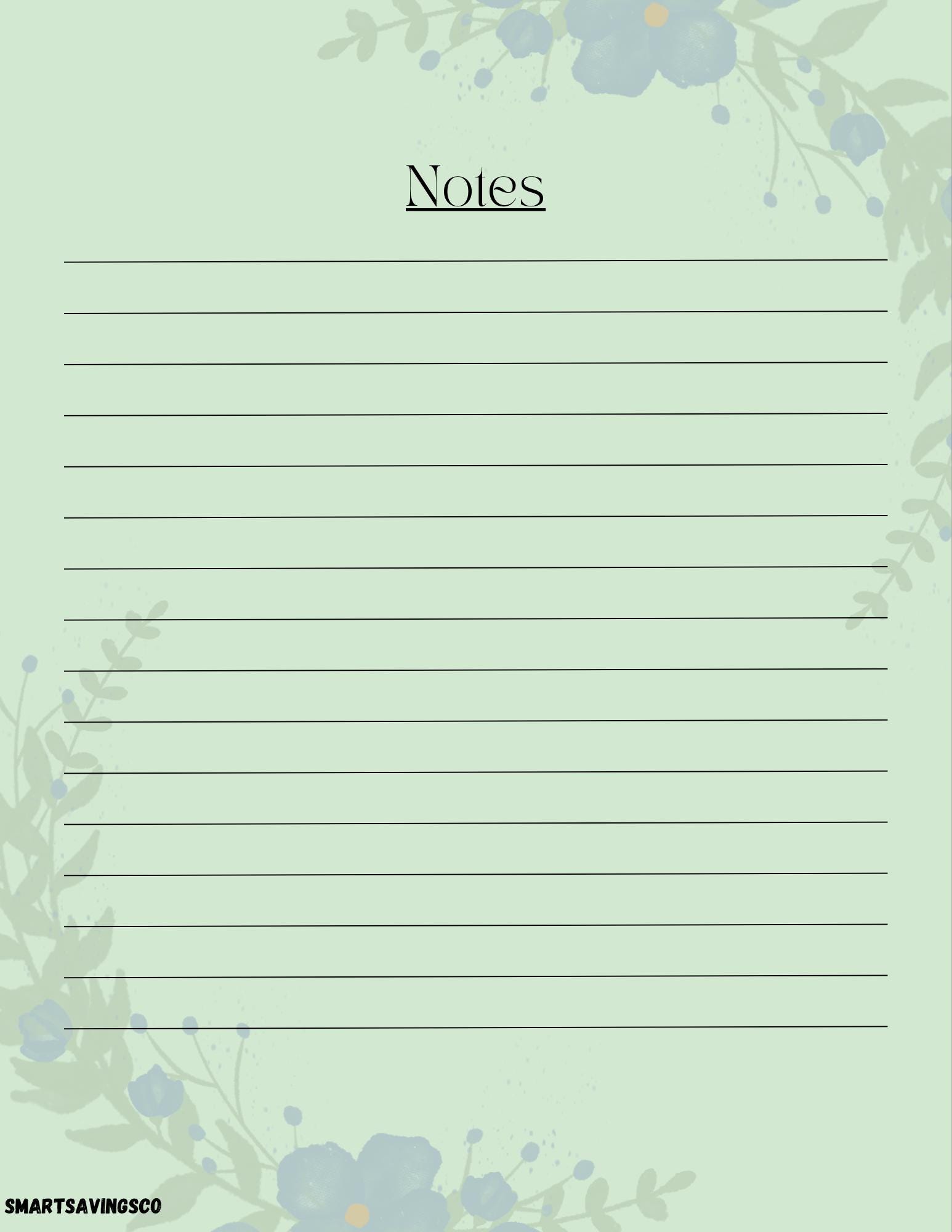 Note Page Printable Lined Notes Template Writing Paper Notes Planner ...