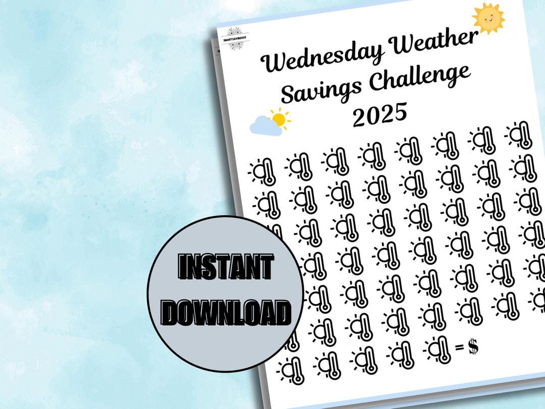 2025 Weather Savings Challenge Bundle: Cash Envelope Stuffing (digital ...