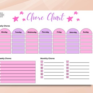 Chore Chart Printable Visual Reminder Chore Chart Kids Chore Tracker ...