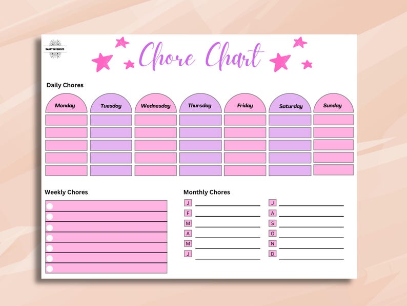 Chore Chart Printable Visual Reminder Chore Chart Kids Chore Tracker ...