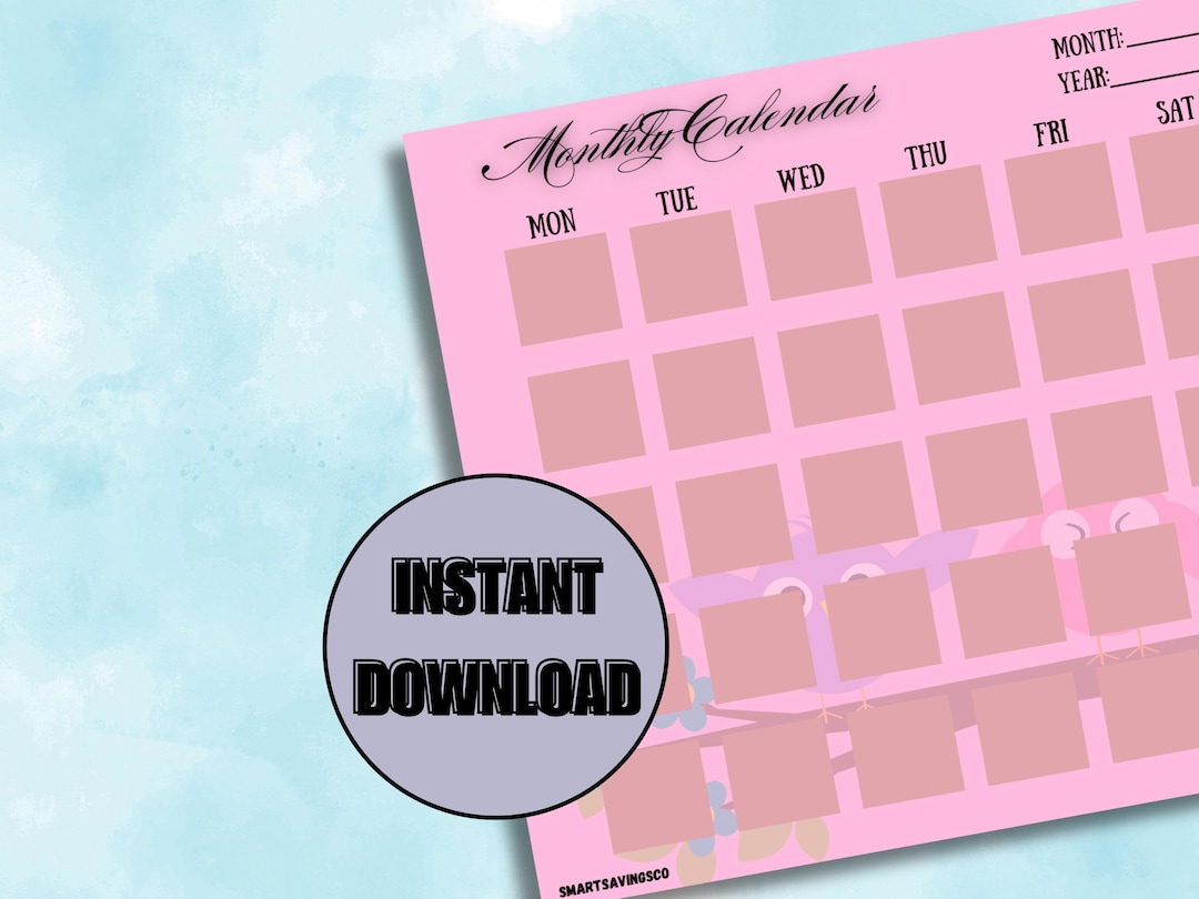 Customizable Monthly Calendar Printable: Undated Digital Planner (11x8 ...