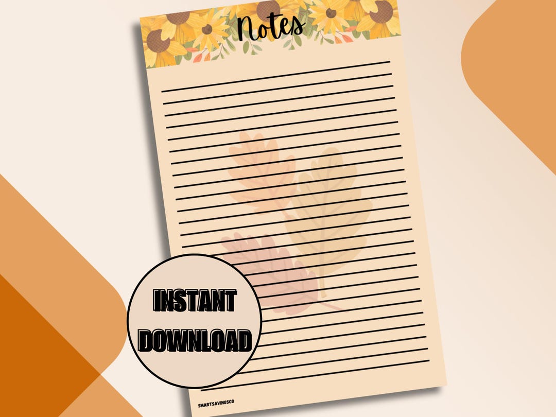 Fall Leaves Notepad: Printable Daily Journal (digital Download) - Etsy