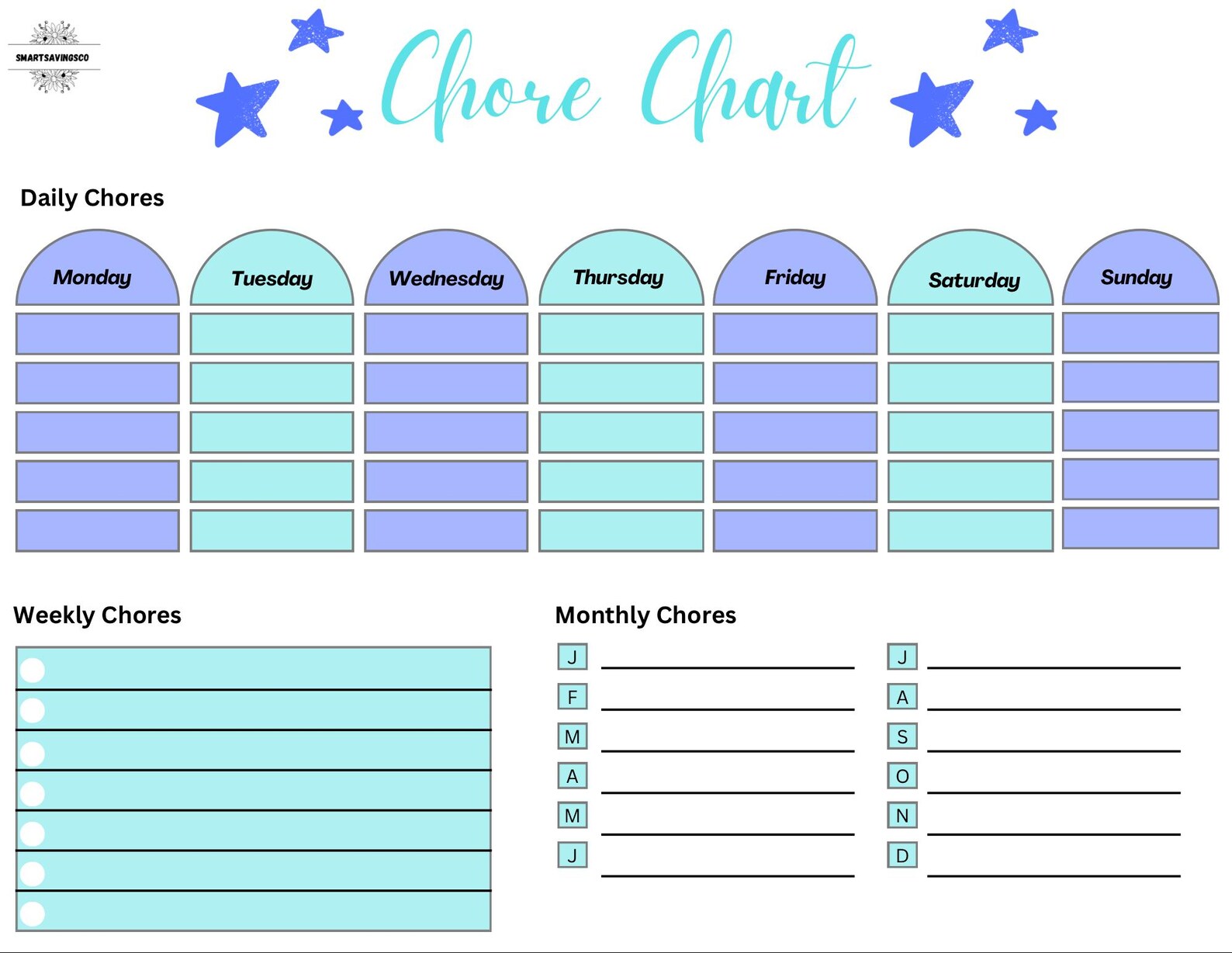 Chore Chart Effortless Home Organization Downloadable 11x8.5 PDF Visual ...