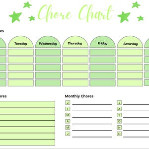 Chore Chart Printable Visual Reminder Chore Chart Kids Chore Tracker ...