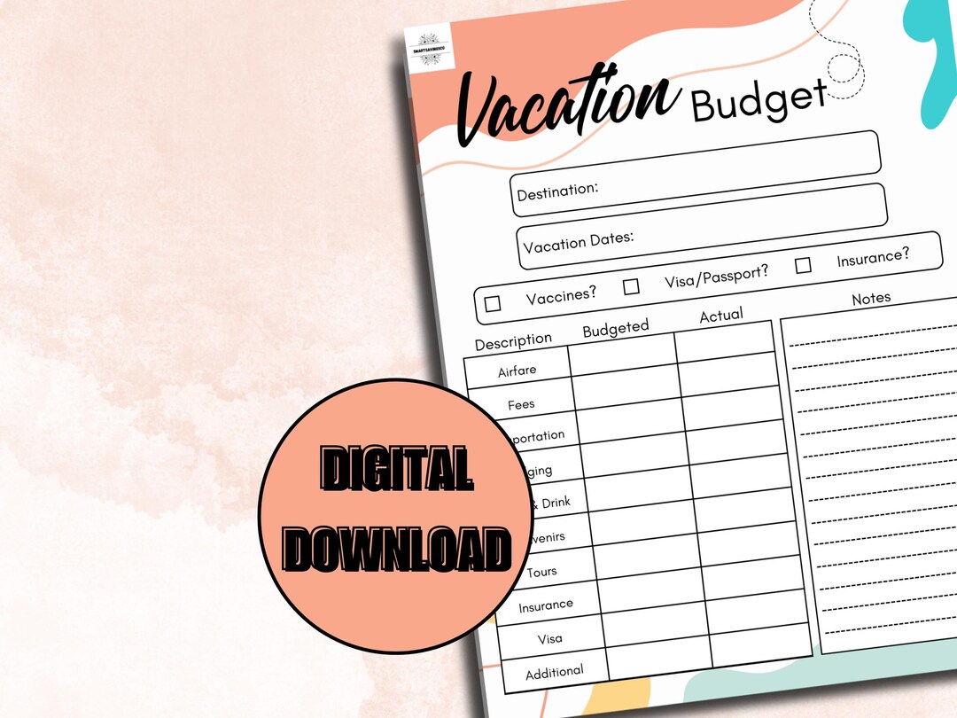 Vacation Budget Tracker 3 Pages Plan Your Next Vacation Travel Plan ...