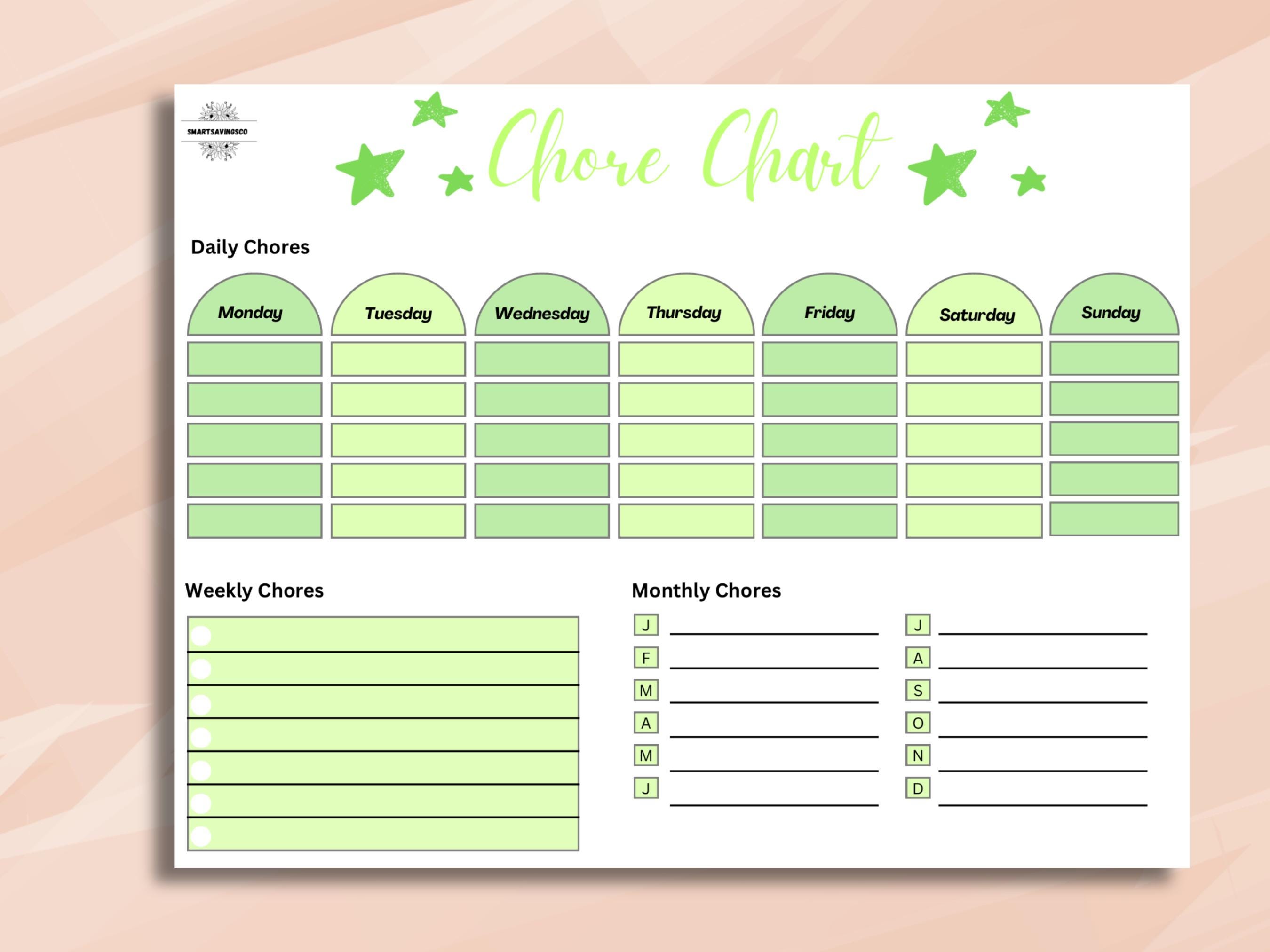 Chore Chart Printable Visual Reminder Chore Chart Kids Chore Tracker ...