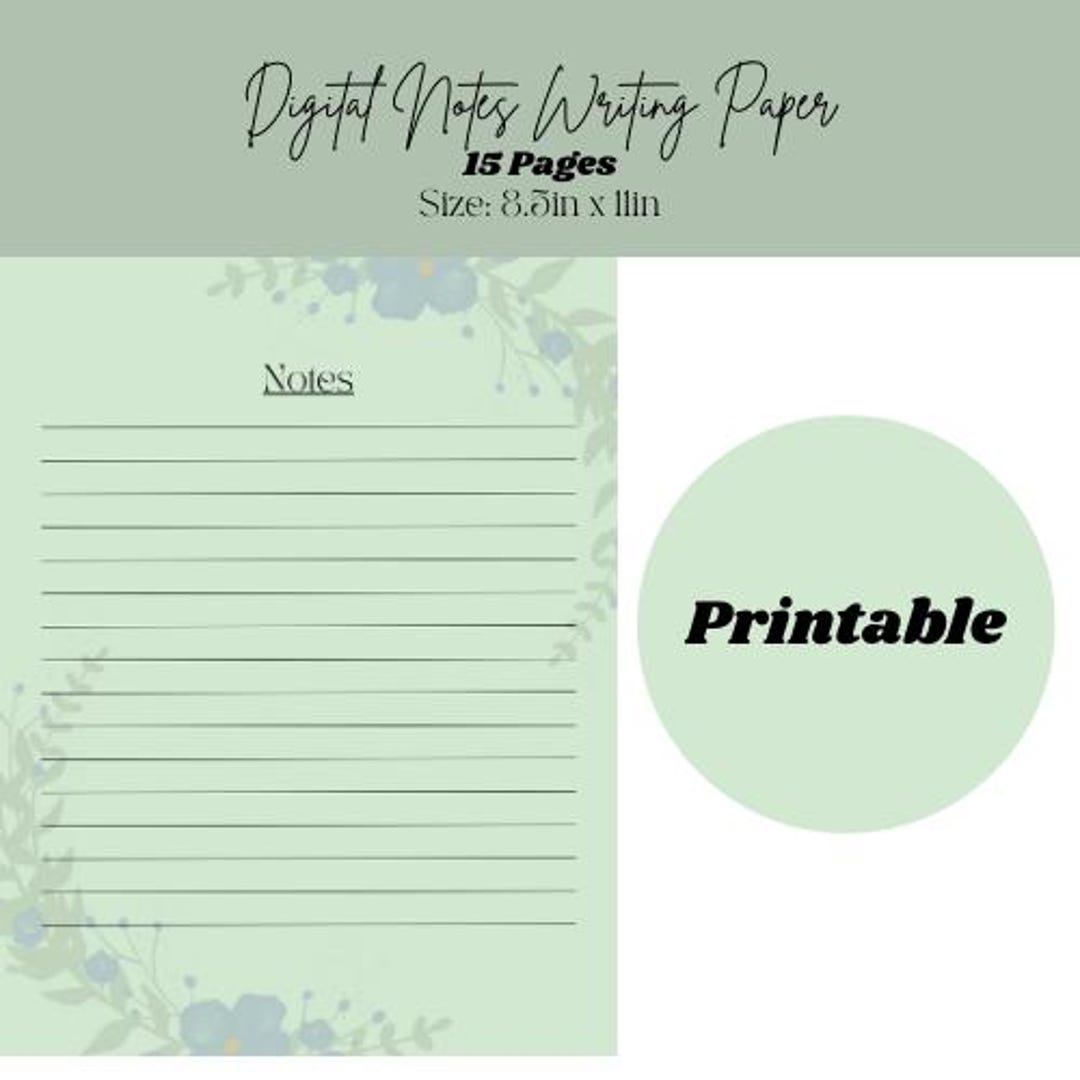 Note Page Printable Lined Notes Template Writing Paper Notes Planner ...