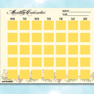 Customizable Undated Monthly Calendar: Printable Digital Planner (11x8 ...