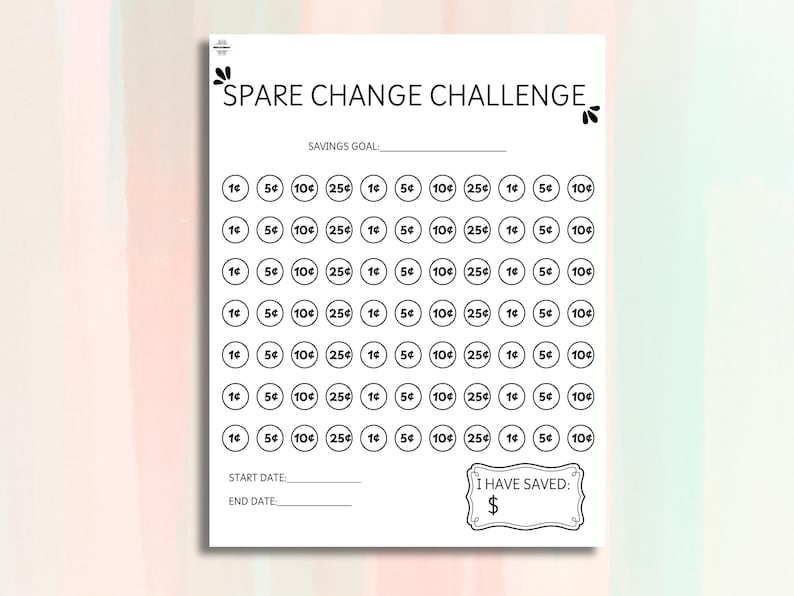 Spare Change Savings Challenge Printable Fun Digital Download for ...