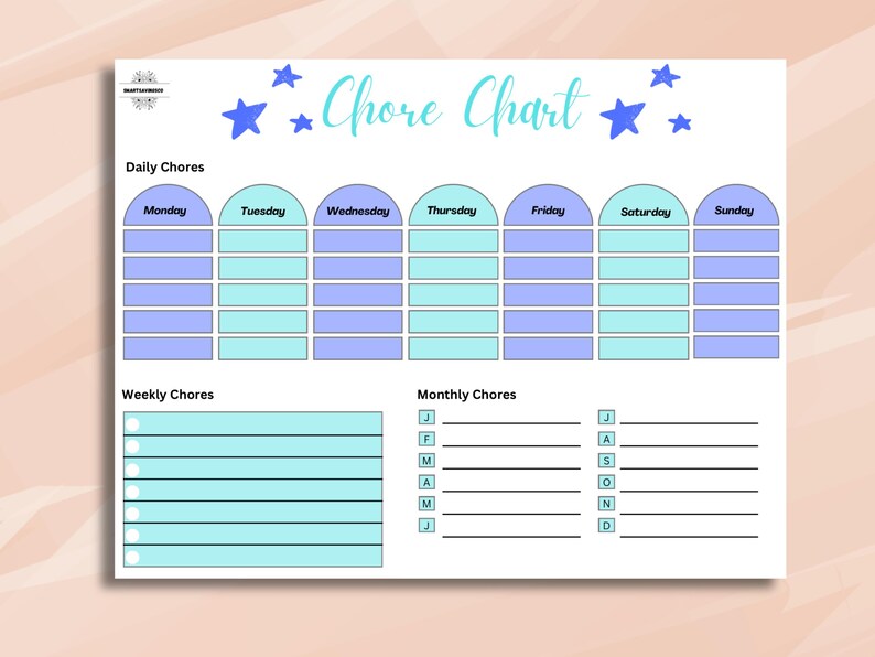 Chore Chart Effortless Home Organization Downloadable 11x8.5 PDF Visual ...