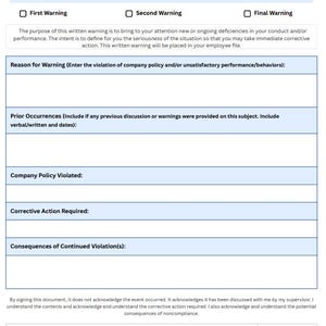 Written Warning Simple Style - Etsy