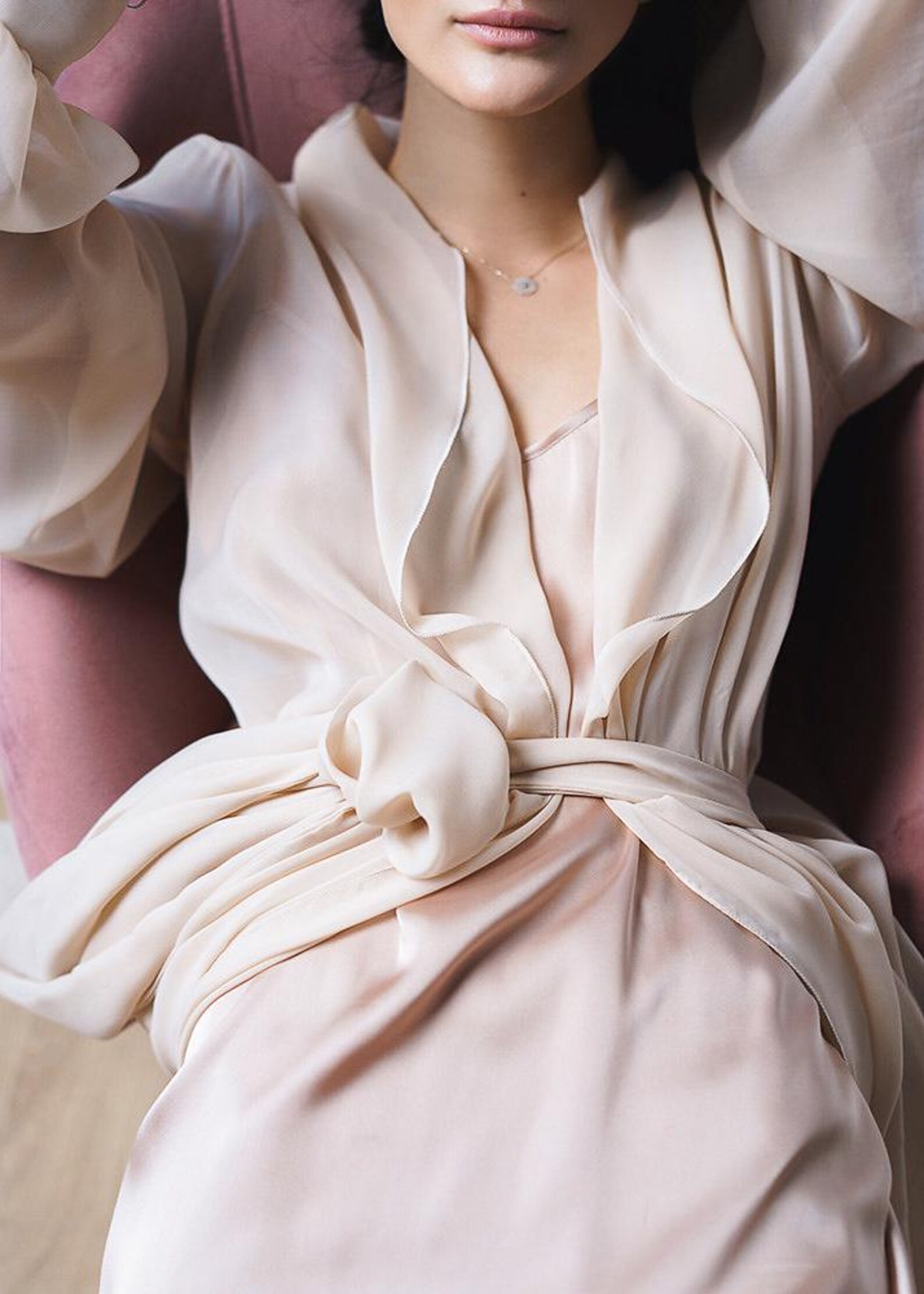 Sheer Chiffon Robe and Satin Slip Dress, Elegant Two-piece Boudoir Set ...